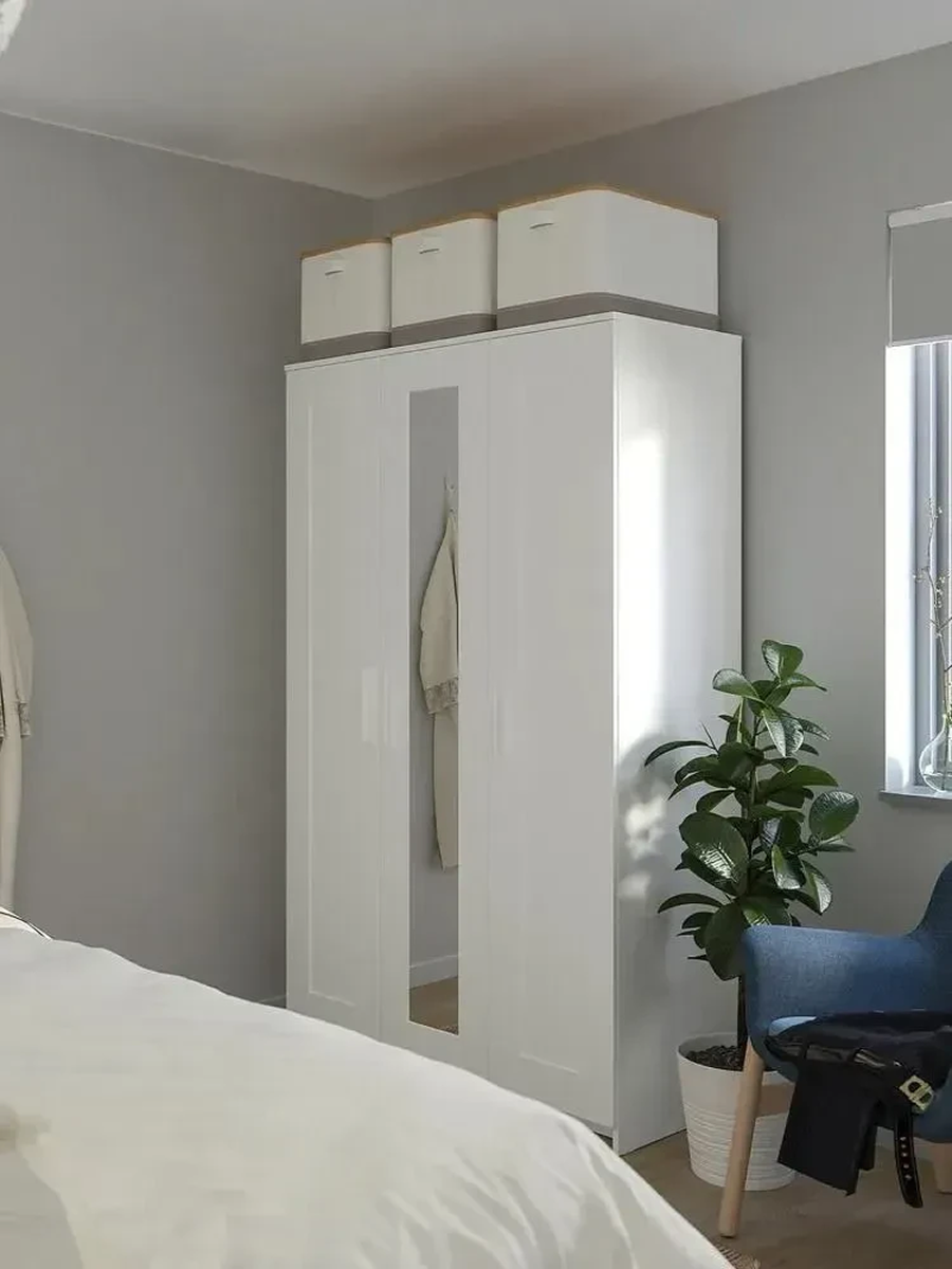 Шкаф платяной трехстворчатый, IKEA BRIMNES, 117x50х190 см, белый