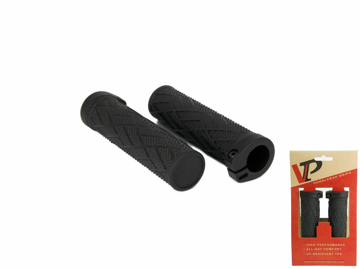 Грипсы VP VPG-103, термопластичный каучук TRP, 130мм, алюминиевые фиксаторы на руль -2шт, черные