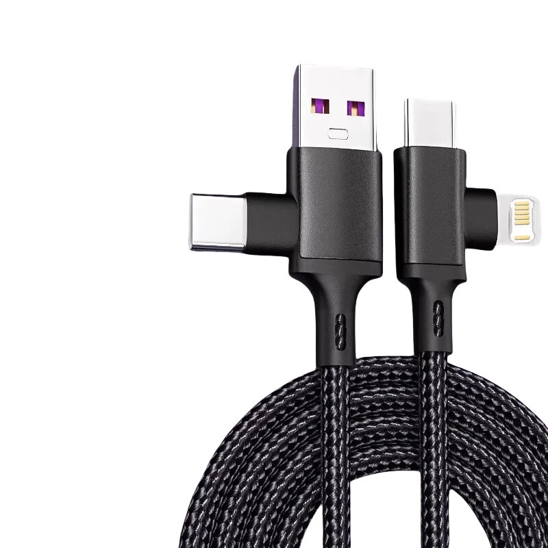 Кабель 2-в-1 USB-C - Lightning, 2м, черный