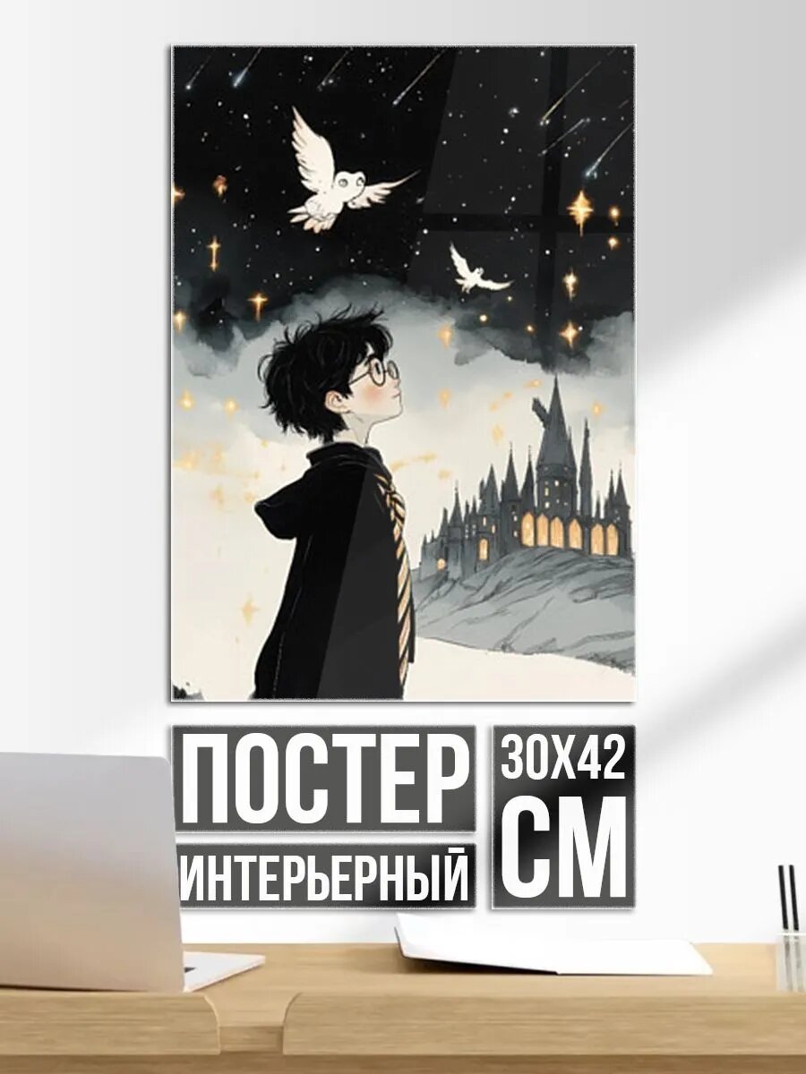Постер на стену Гарри Поттер и совы
