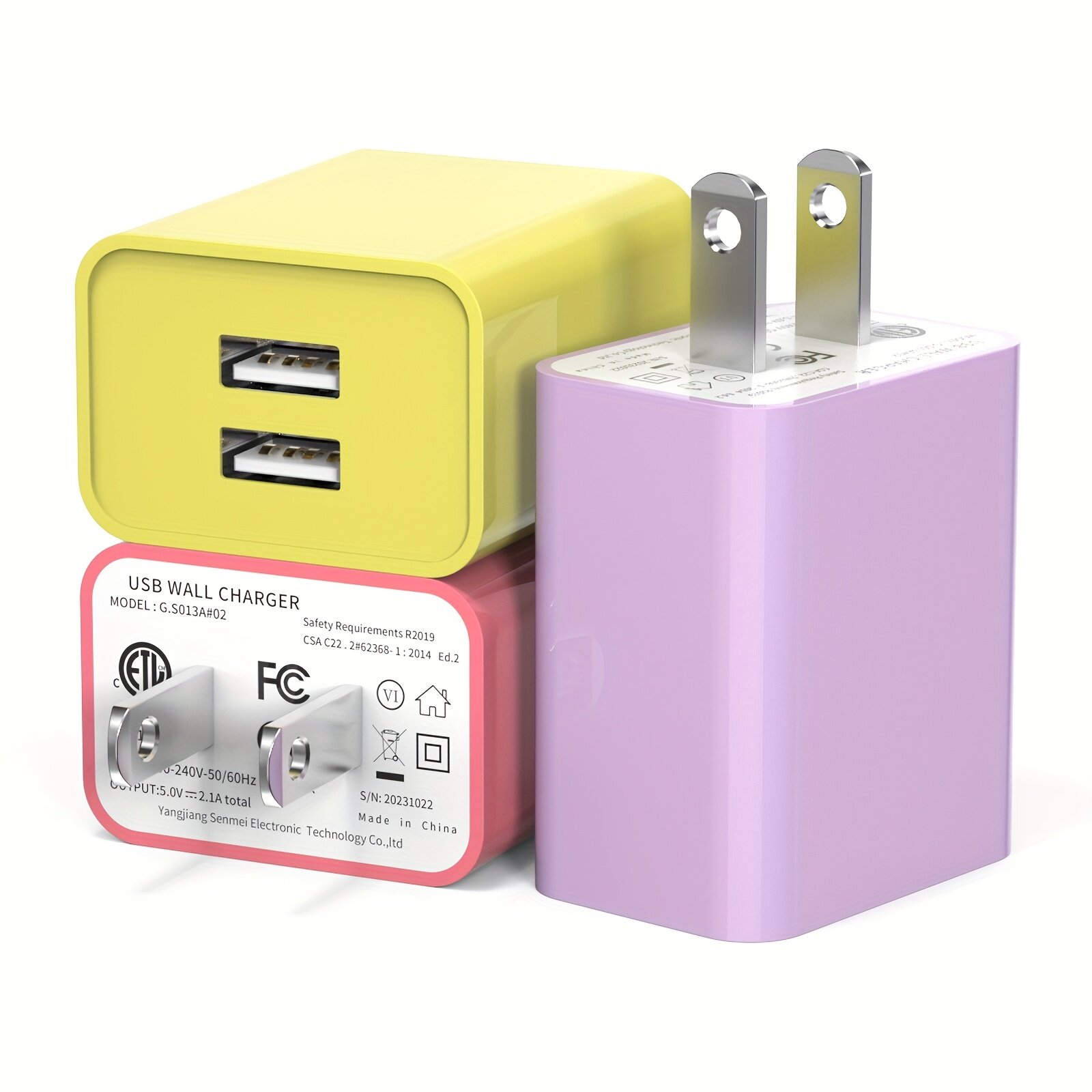 2 шт./3 шт./4 шт, USB-зарядное устройство для стены, двухпортовый USB-адаптер питания 2.1A, зарядный блок, совместимый с iPhone 15 14 13/12 Pro Max/Mini/11/Xs/Xr/X/8/7 Plus, iPad, Samsung, Android, 4 шт.
