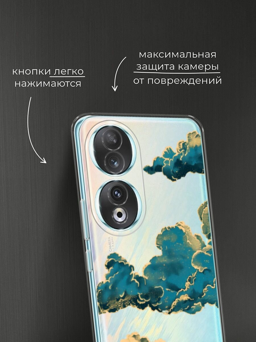 Чехол на Honor 90 / Хонор 90 с принтом Звездное небо и облака, прозрачный — фото 1