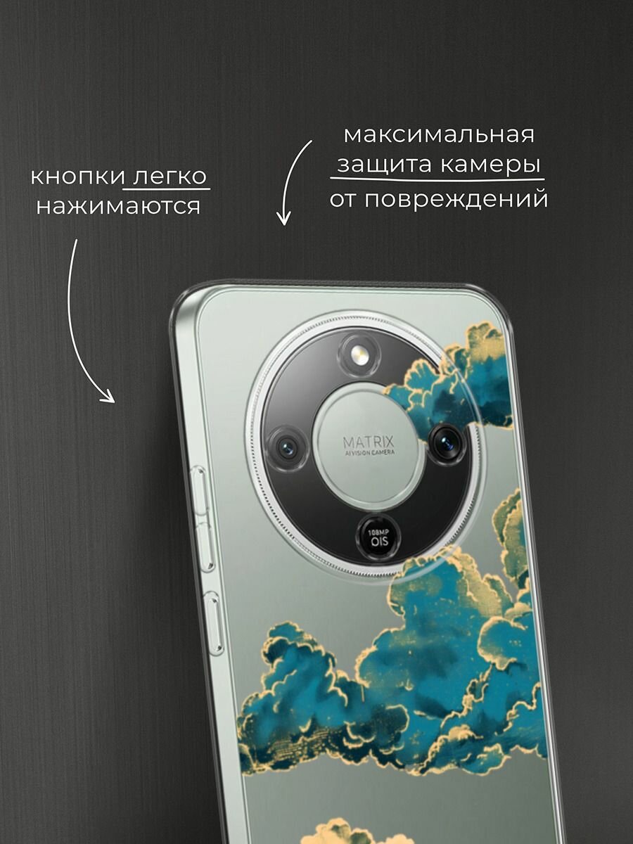 Чехол на Honor X9d / Хонор X9d с принтом Звездное небо и облака, прозрачный — фото 1