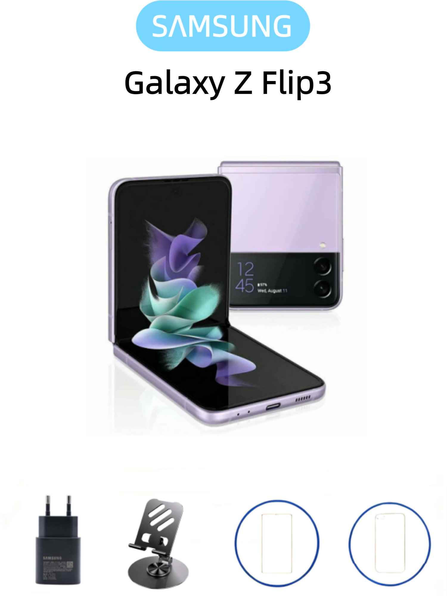 Складной смартфон Samsung Galaxy Z Flip3, 8/256 ГБ, фиолетовый, экран 6,7 дюйма, поддержка 5G