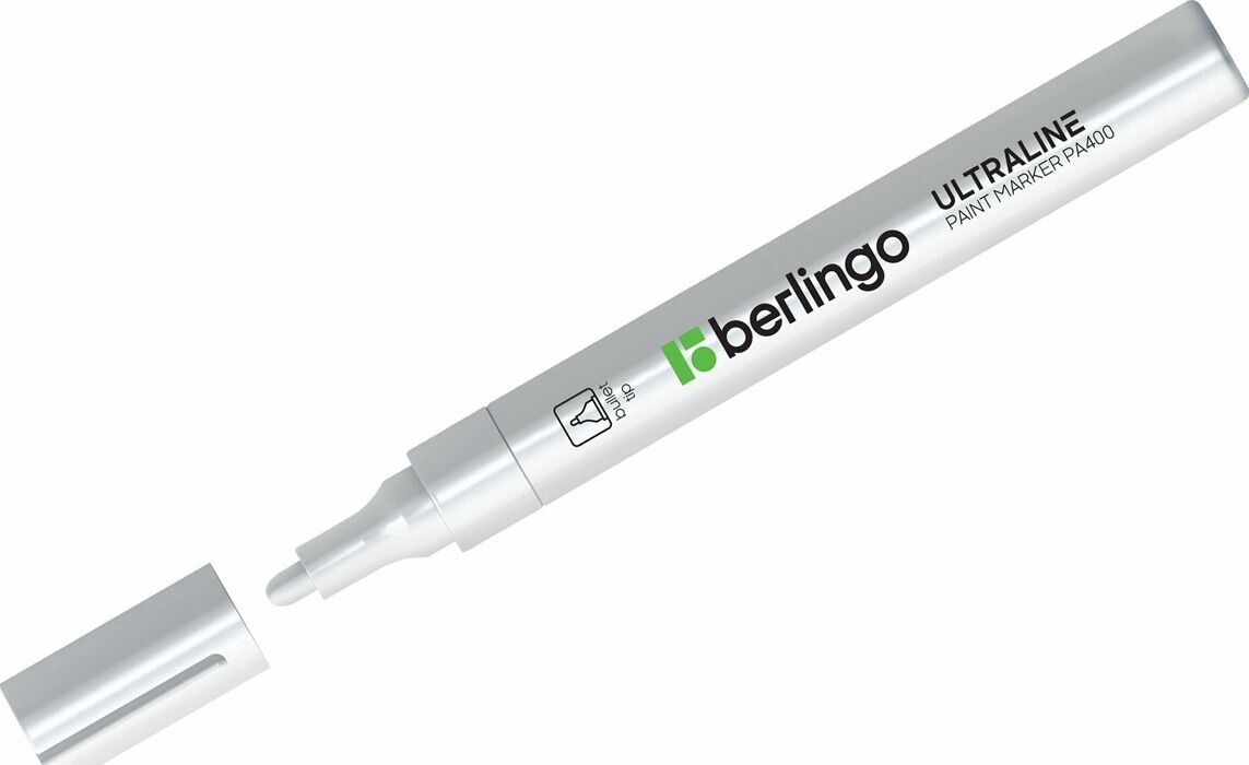Маркер-краска акриловый перманентный (нестираемый) для скетчинга Berlingo Uniline PA400, белый