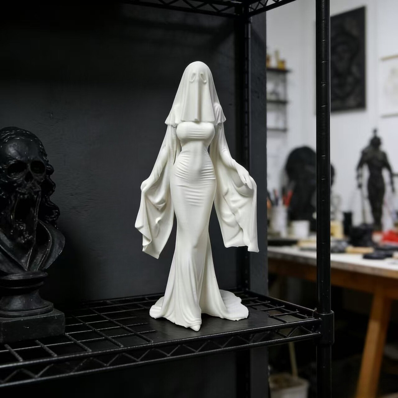Коллекционная настольная фигурка 10 см с призрачной вуалью, 3D-печать, «Призрачная невеста в вуали