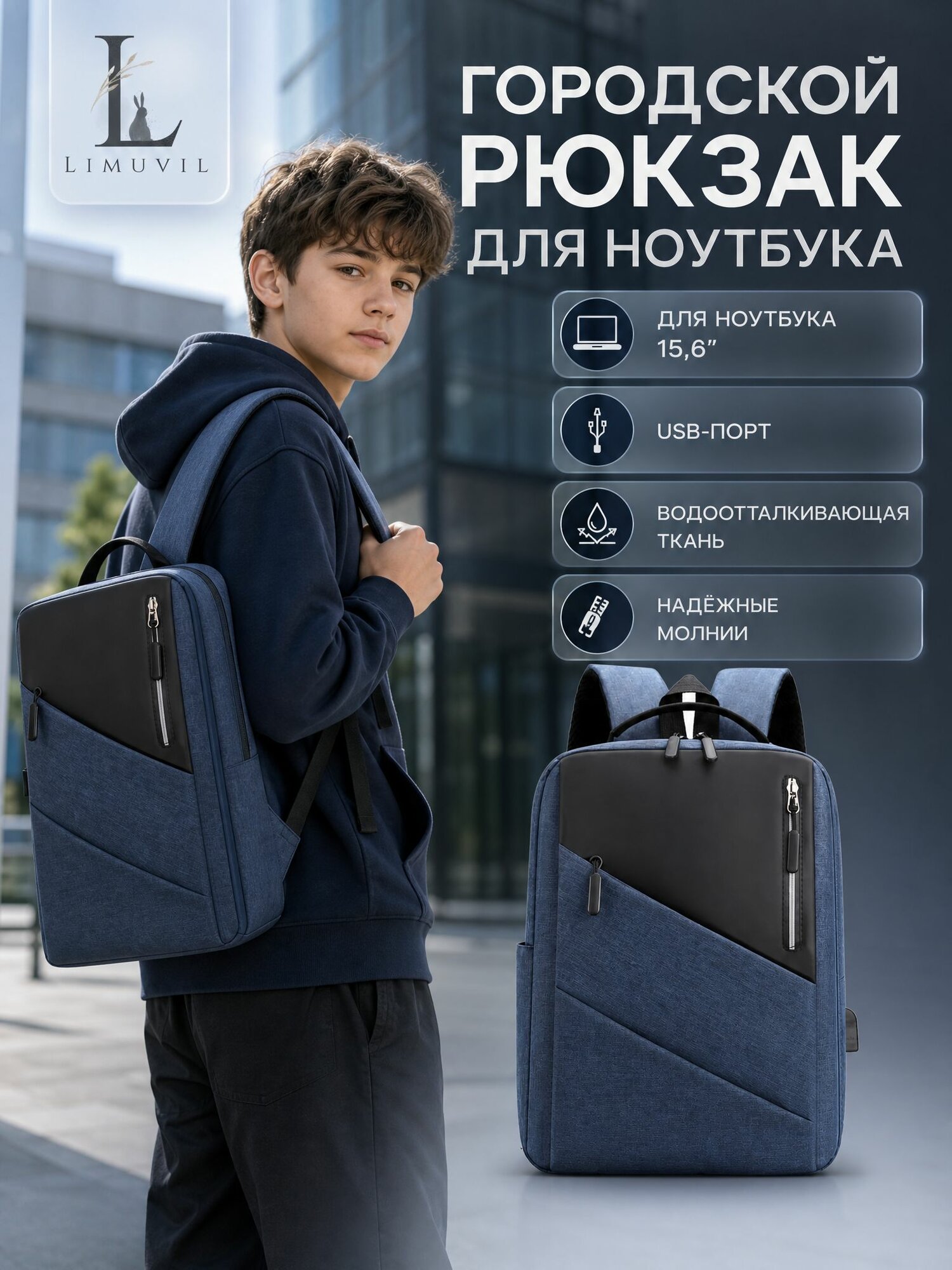 Рюкзак городской школьный портфель