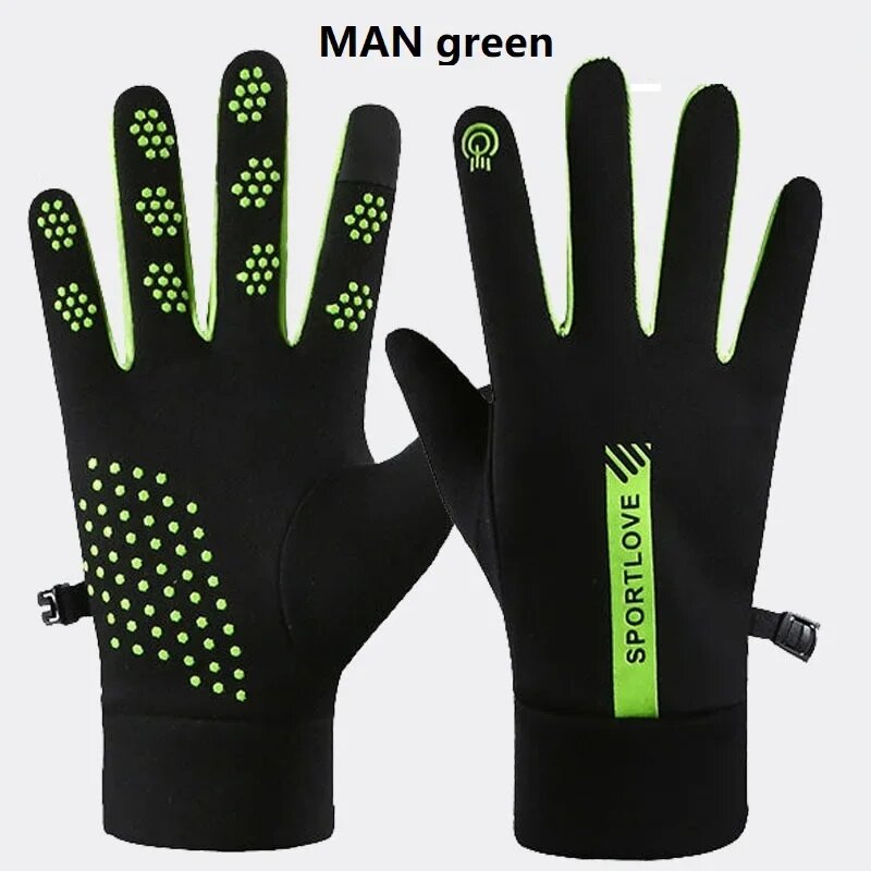 Женские зимние велосипедные перчатки из полиэстера L, Mens Green