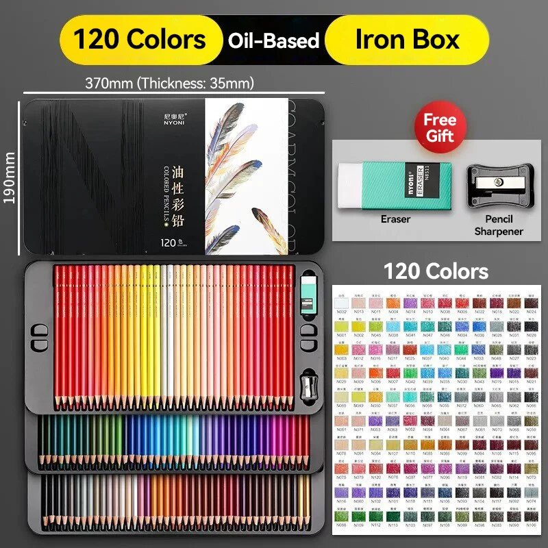 Цветные карандаши NYONI из дерева 24/100/120 цветов Oily 120 Colors