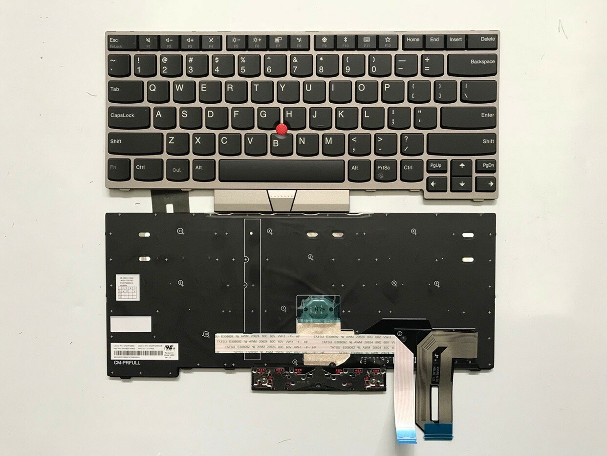 Клавиатура для ноутбука ThinkPad E485/E490/E495/E490S/E480/L390 серебристого цвета с подсветкой для оригинальной замены