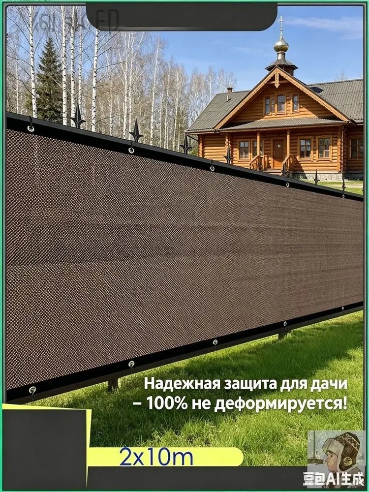 Сетка затеняющая для забора 2х10 м, сетка для приватности участка, устойчивая к ультрафиолету