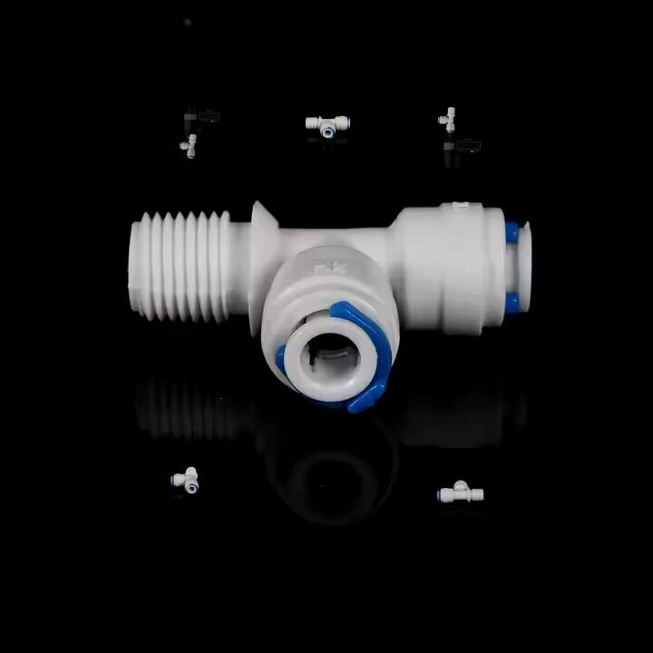 Фитинг Тройник трубка 1/4"- трубка 1/4"- наружная резьба1/4", совместим со всеми осмосами
