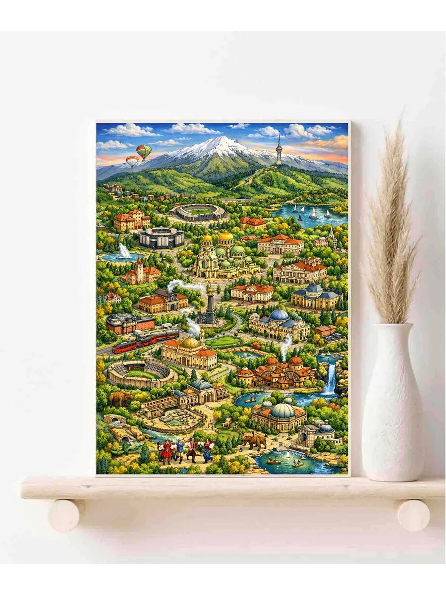 София, Болгария, Fantasy Map, Карта, Плакат 30x42см