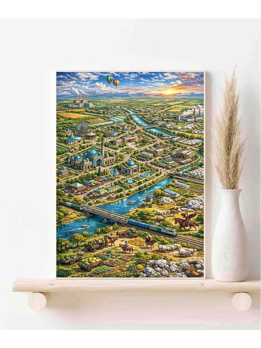 Келес, Узбекистан, Fantasy Map, Карта, Плакат 30x42см