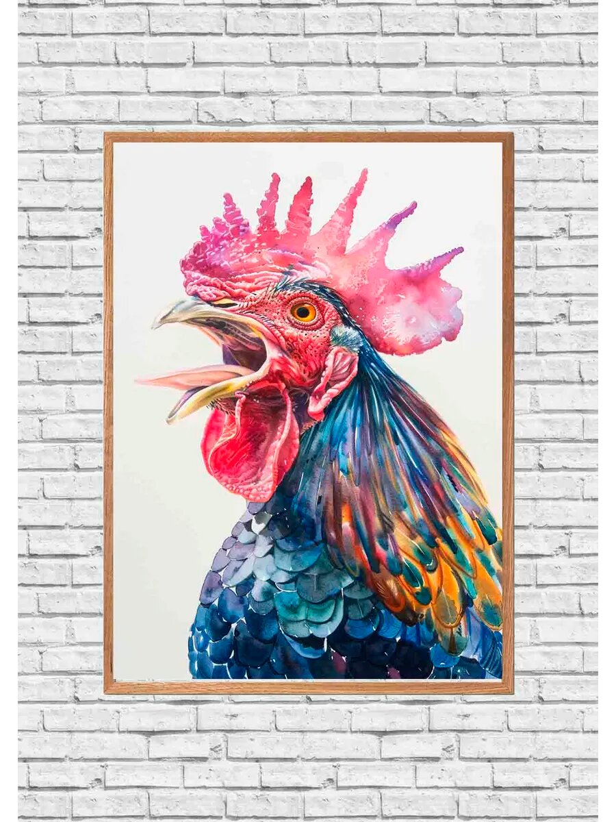 Петух-птица-дантист 1, Плакат 30x42см
