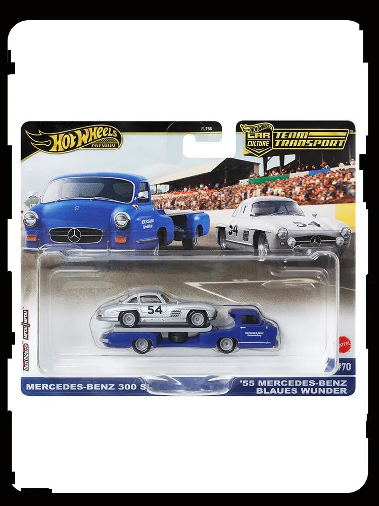 Машинка Mattel HotWheels 2024 FLF56 Mercedes-Benz 300 SL & 55 Mercedes-Benz Blaues Wunder