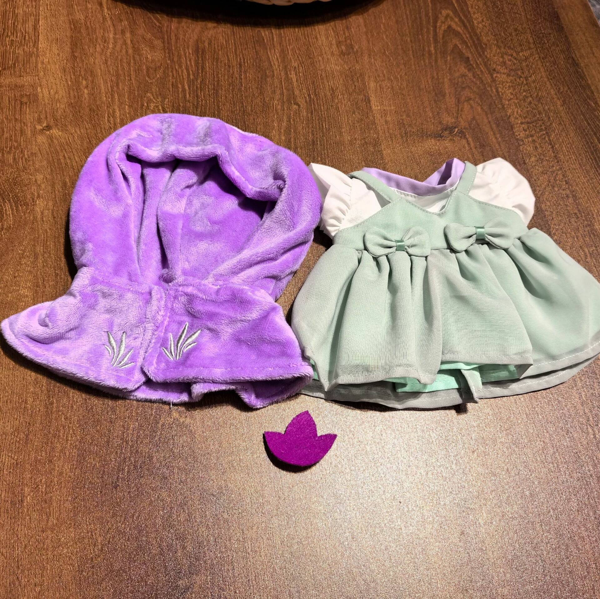 Зеленое платье с пурпурным плащом и капюшоном для плюшевой куклы Star Doll, 40 см