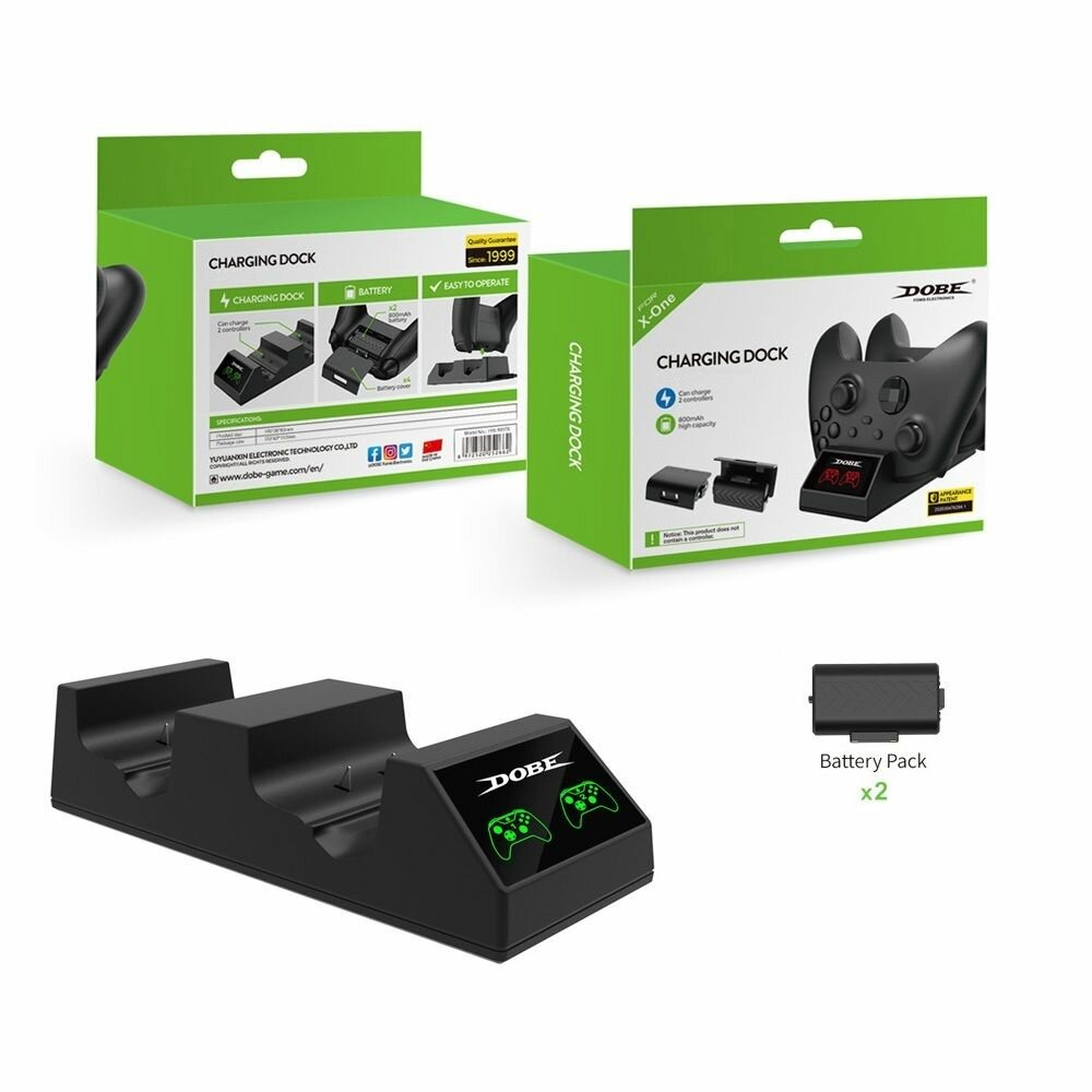 Зарядная станция Xbox One Dobe Charging Dock+2 шт АКБ 800 mAh
