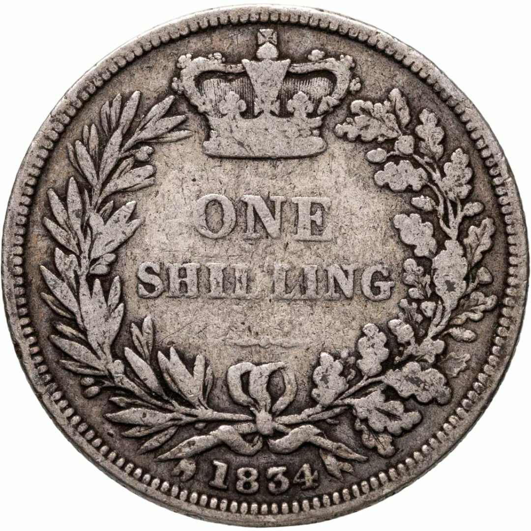 Великобритания 1 шиллинг shilling 1834, Серебро 925, в сохранности F