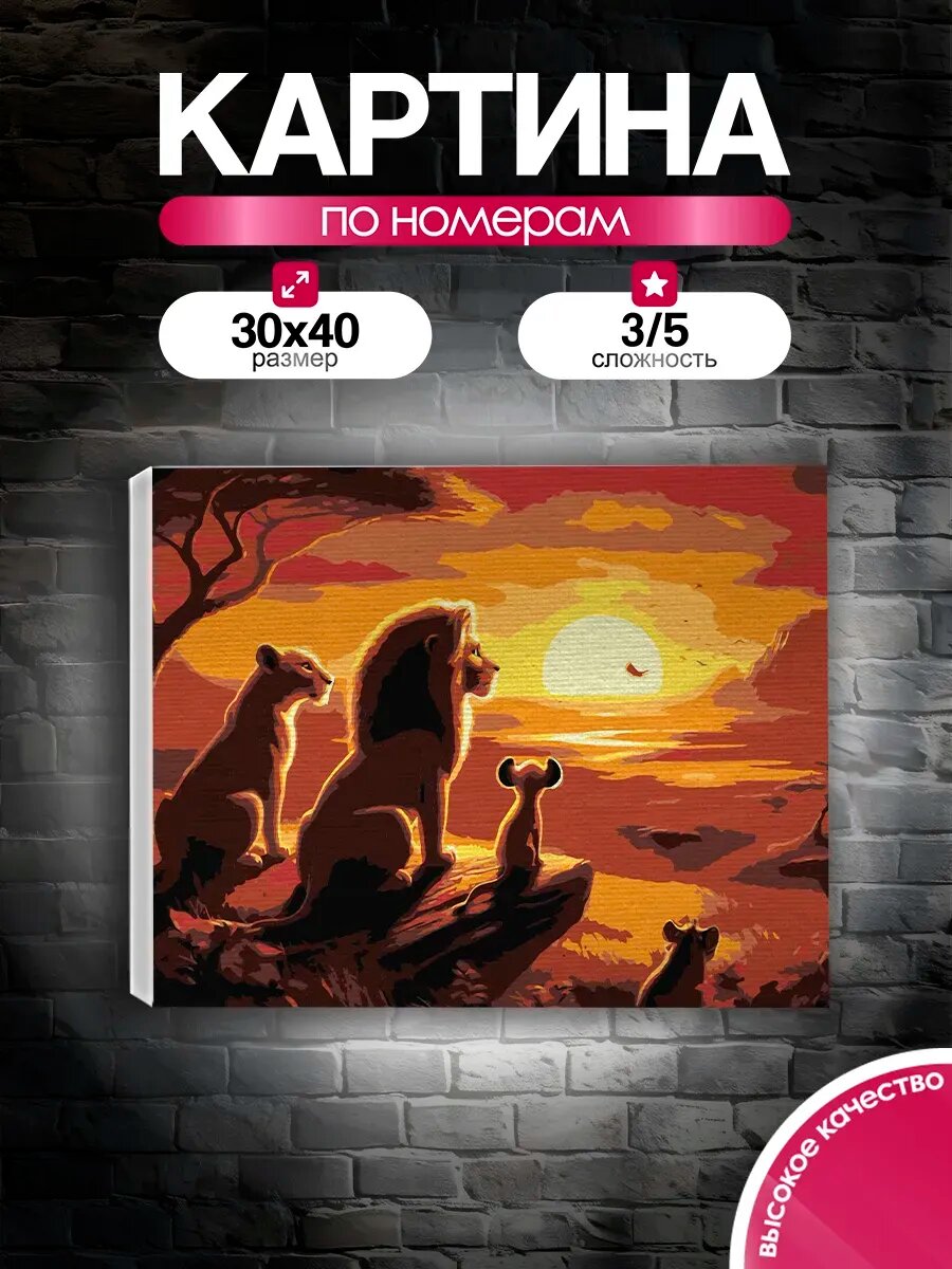 Картина по номерам 30x40 Король лев Наследие