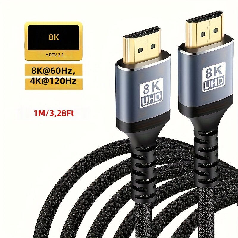 Кабель для HDTV 2.1, цифровой HD кабель, модель SBT-2165H, длина 39.37 дюйма, 1 шт.