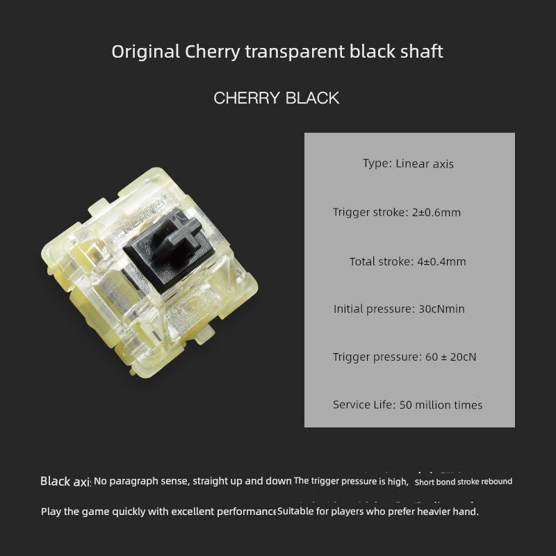 Прозрачные переключатели Cherry для механической клавиатуры: прозрачный корпус, черные переключатели, 10 шт. для печати