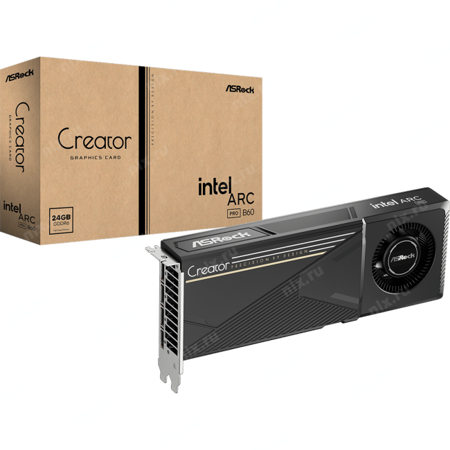 B60 CT 24G Видеокарта ASRock Intel Arc Pro B60 Creator 24GB//B60, DP*4, 24G, D6