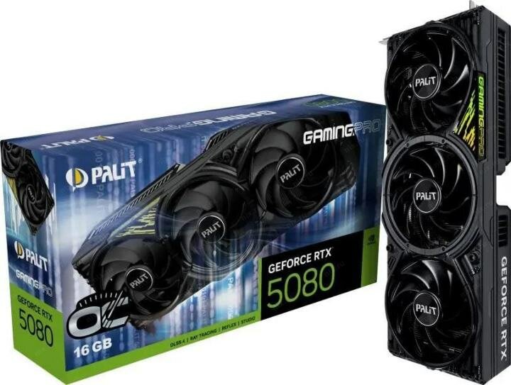 16Gb PCI-E GDDR7 Palit GamingPro OC V1 NE75080S19T2-GB2031Y (RTL) HDMI+3xDP GeForce RTX5080