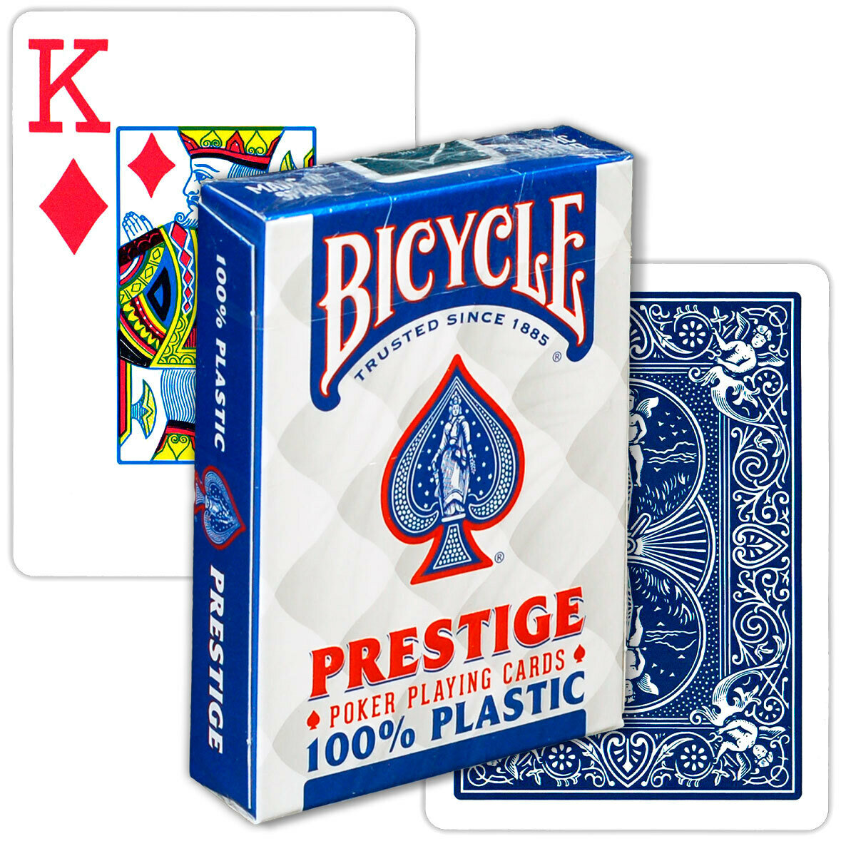 Bicycle Prestige 100% plastic (Blue), 100% пластиковые карты от известного американского бренда