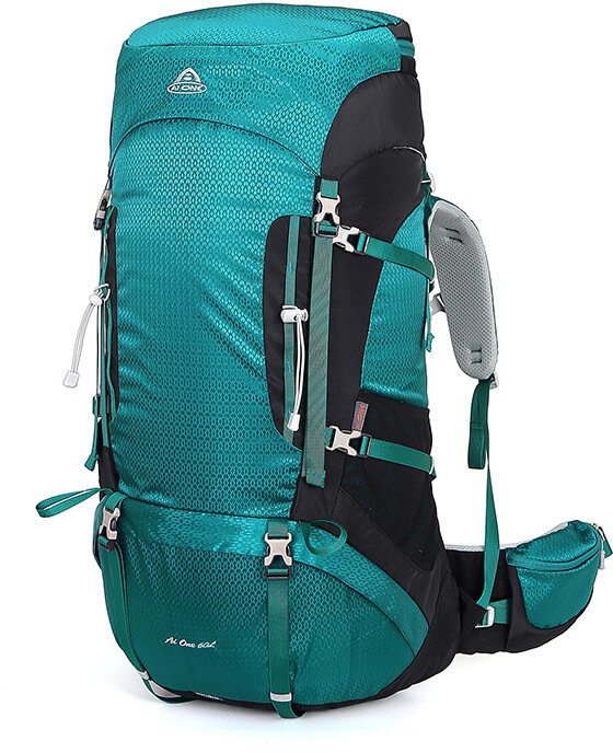 Рюкзак Ai-one 8125A dark green туристический 60л. с чехлом от дождя