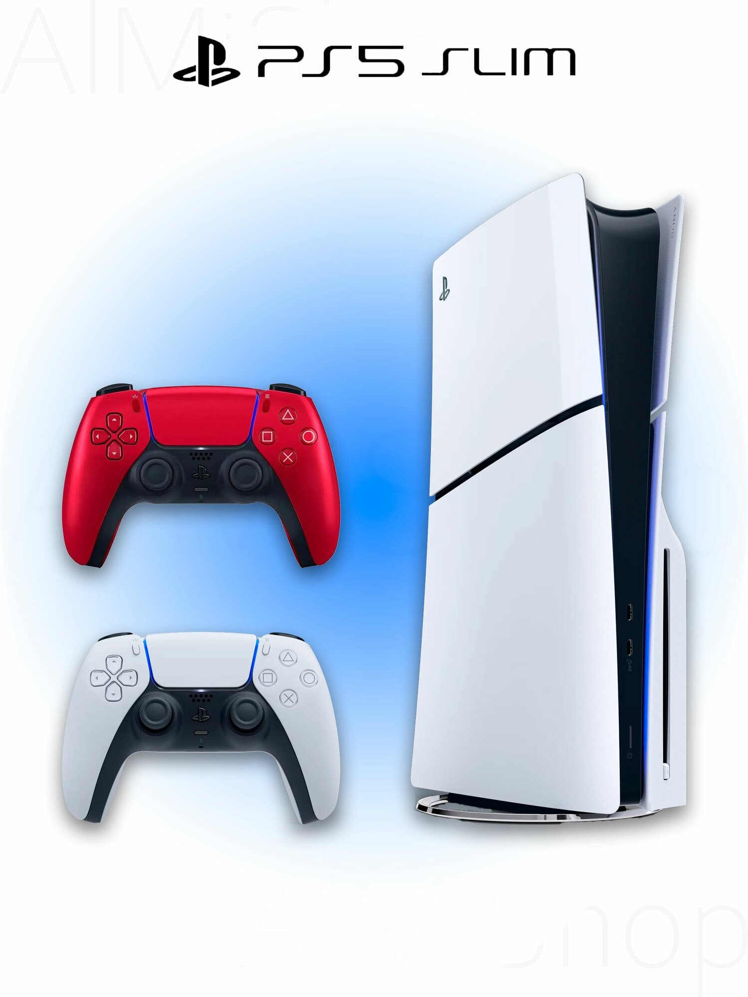 Игровая приставка Sony PlayStation 5 Slim с дисководом + 2 геймпад (красный, Volcanic Red)