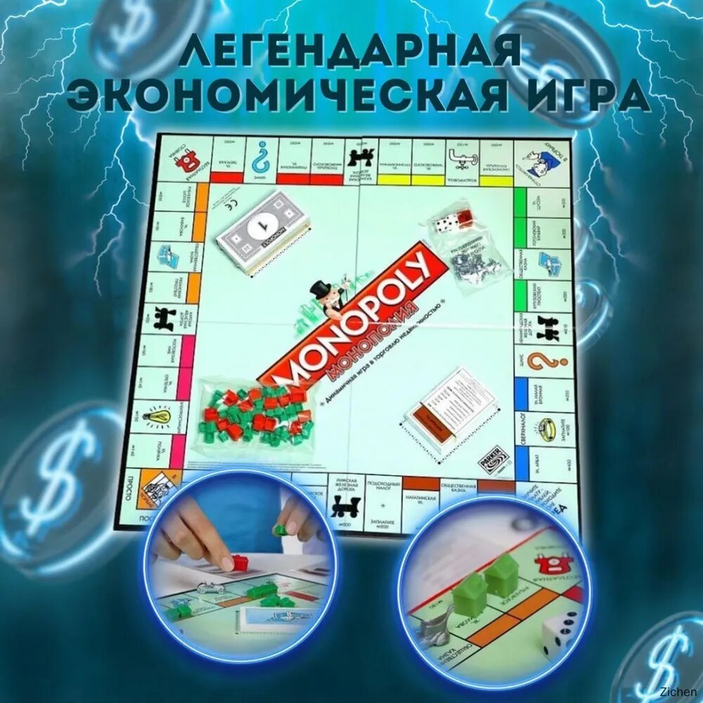 Настольная игра Монополия классическая, русская версия, с металлическими фишками и скоростным кубиком, для 2-8 игроков, от 8 лет — фото 1