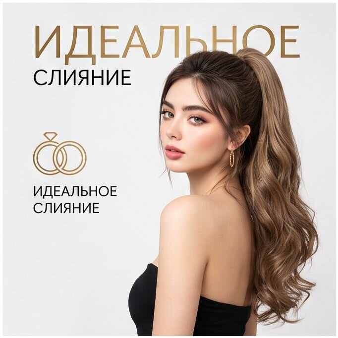 Женский накладной хвост на зажиме, длинные волнистые пряди волос