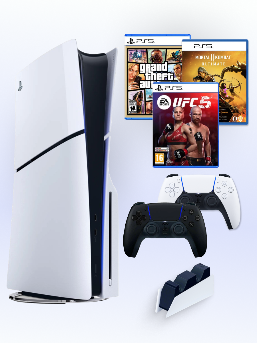 Игровая приставка Sony PlayStation 5 Slim, 1ТБ(с дисководом), 2й камуфляж + GTA5+UFC+Mortal Combat11