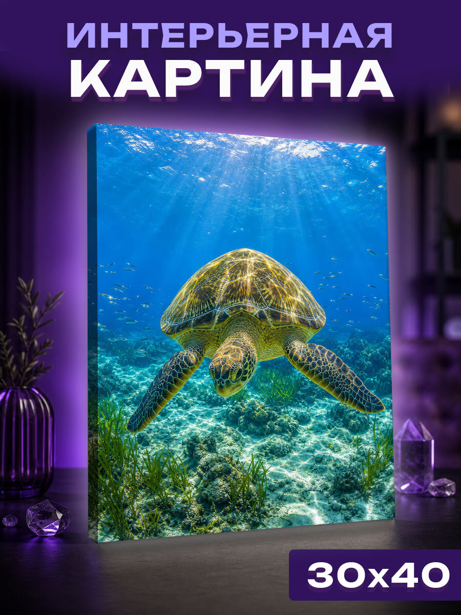 Интерьерная картина Черепаха в солнечных лучах