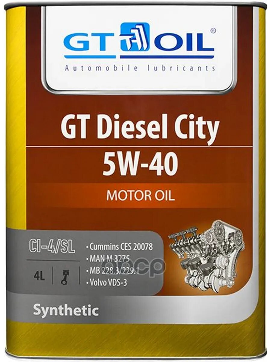 GT OIL Gt Diesel City Sae 5W-40 Api Ci-4/Sl Син. 4 Л