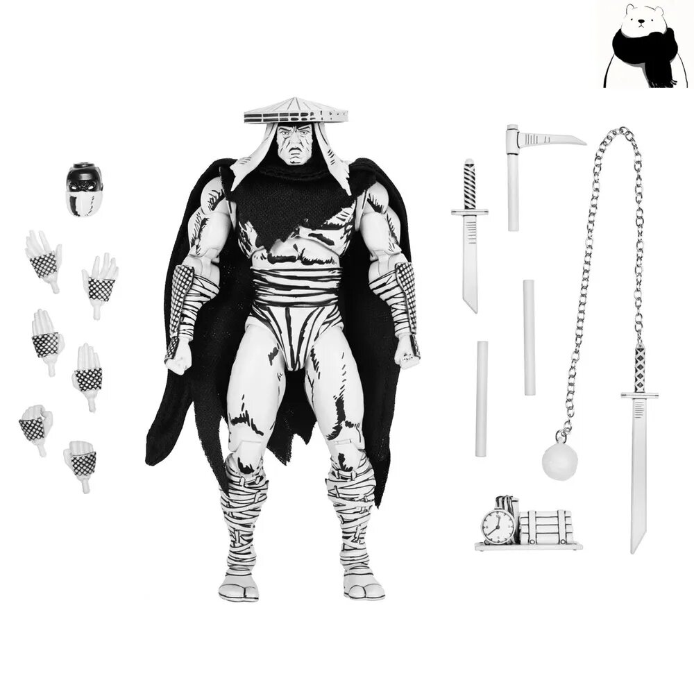 Коллекционная Фигурка Черепашки-ниндзя Черно-белый убийца NECA 54542 Teenage Mutant Ninja Turtles Shredder Oroku Saki Foot Clan 18 CM