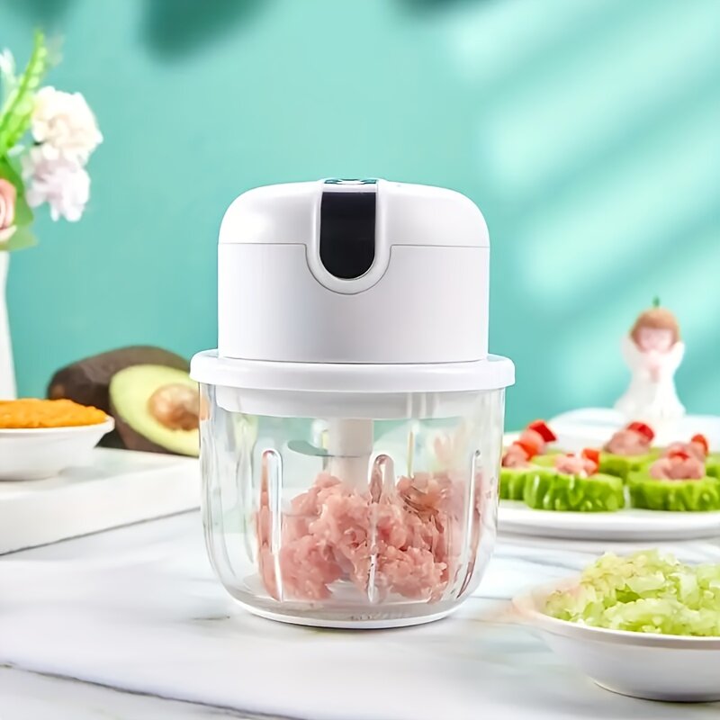 Многофункциональный электрический кухонный измельчитель с зарядкой от USB, объем 11,83 унции, белый
