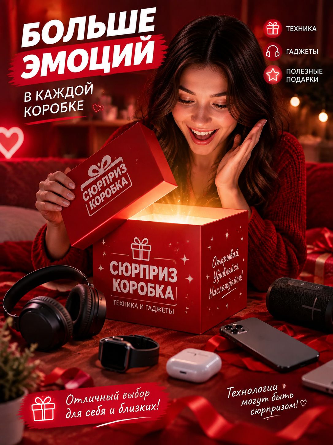 Содержит различные стили электронных аксессуаров, только один товар выдается на склад при оформлении заказа и не может быть выбран
