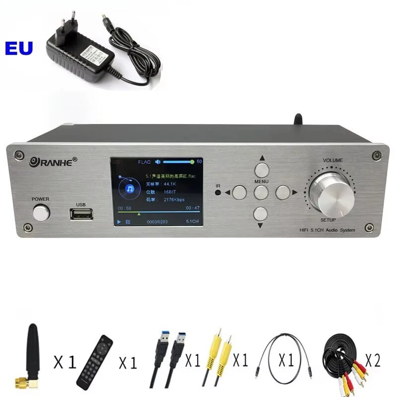 TITAK Аудиодекодер 5.1CH Bluetooth 5.0 Silver panel EU plug