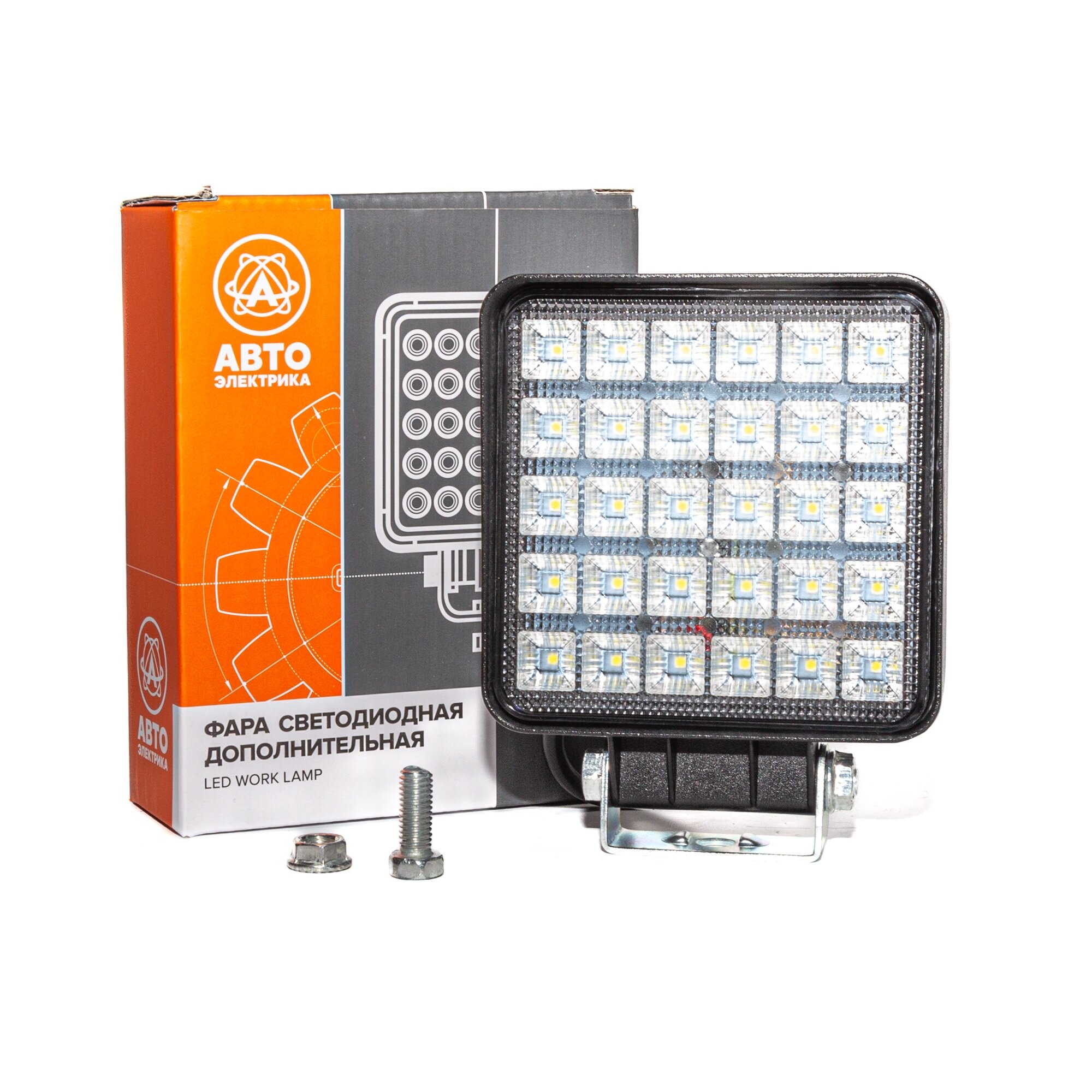 Фара светодиодная дополнительная, 12/24В, 30LED, квадратная, арт. AE90S30LED42PC АвтоЭлектрика