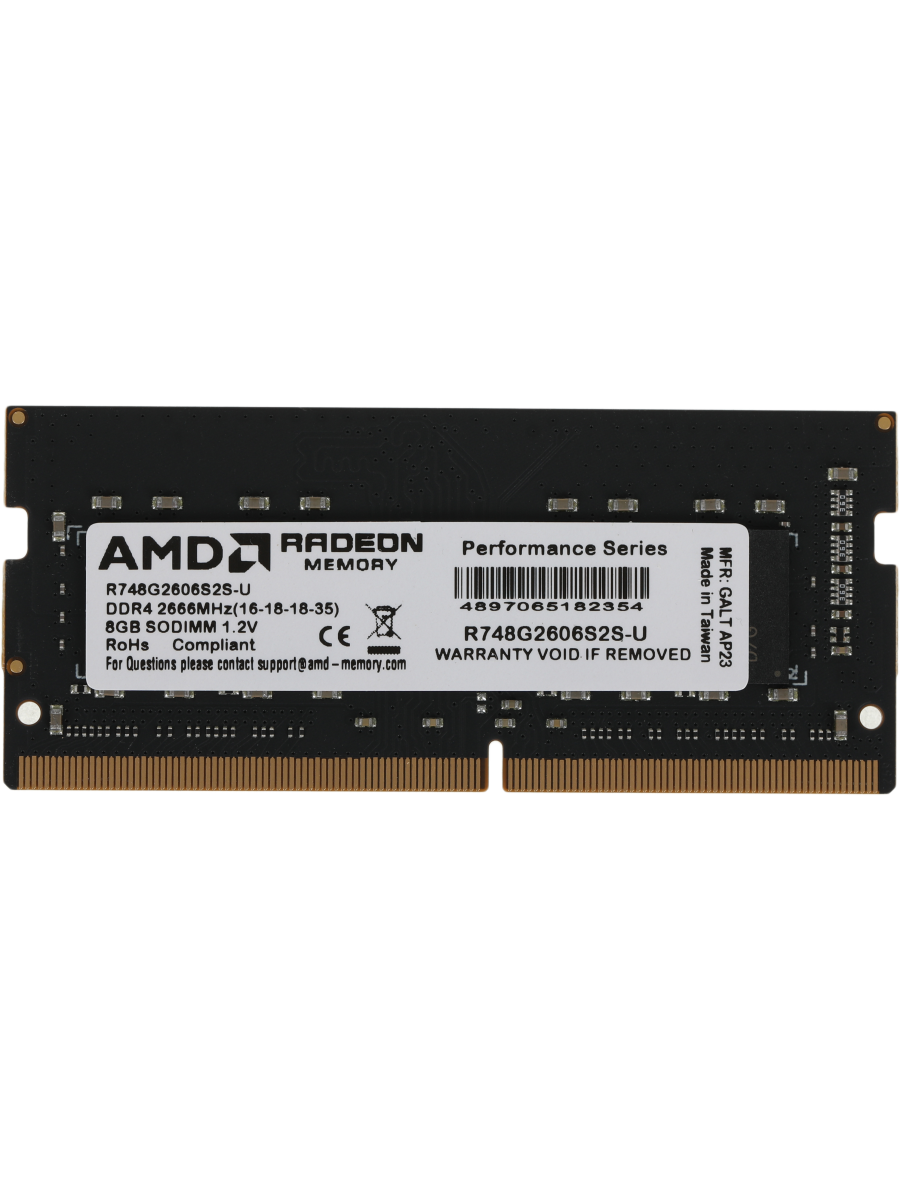 Память DDR4 8GB 2666MHz AMD R748G2606S2S-U Radeon R7 Performance Series RTL PC4-21300 CL16 SO-DIMM 260-pin 1.2В RTL