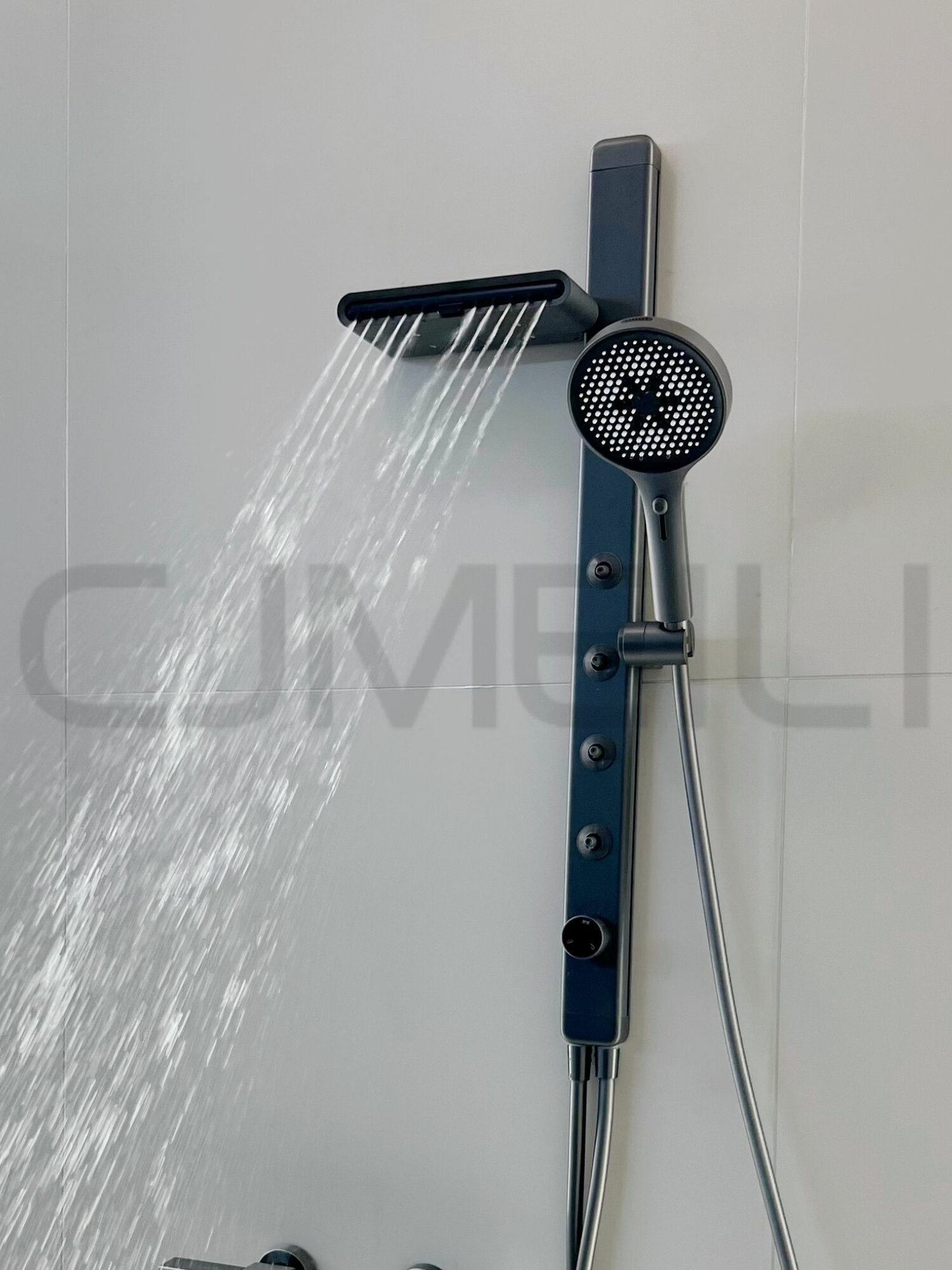 Душевой комплект CJMEILI shower, 4 режима, медный, серый металлик, вертикальный монтаж
