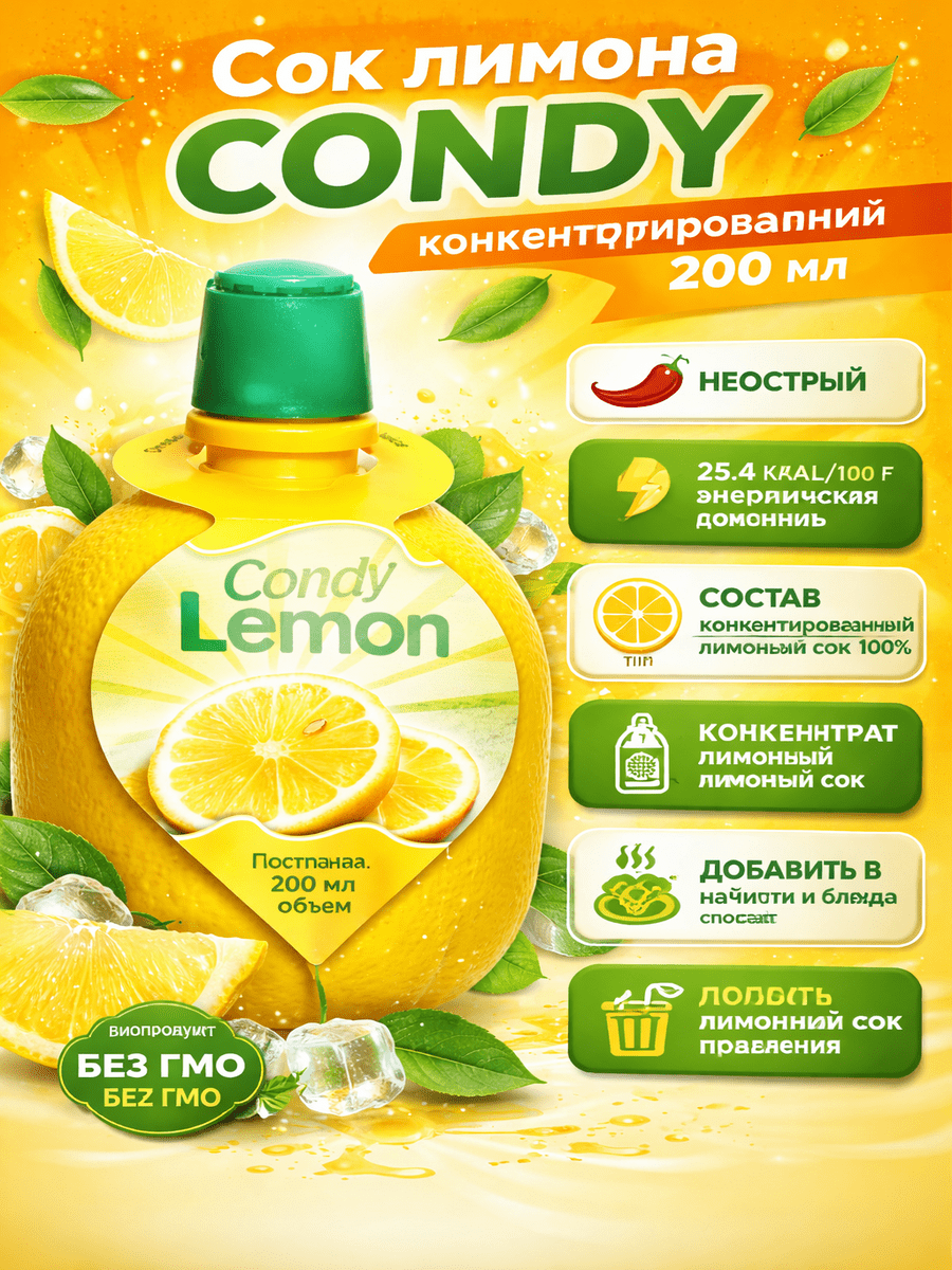 Сок лимона Condy концентрированный, 200мл
