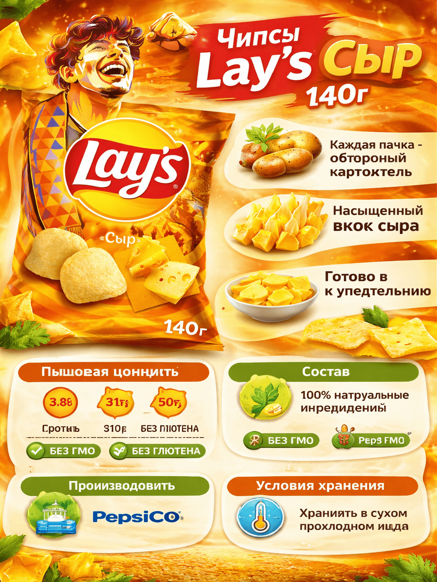 Чипсы Lay's Сыр, 140г