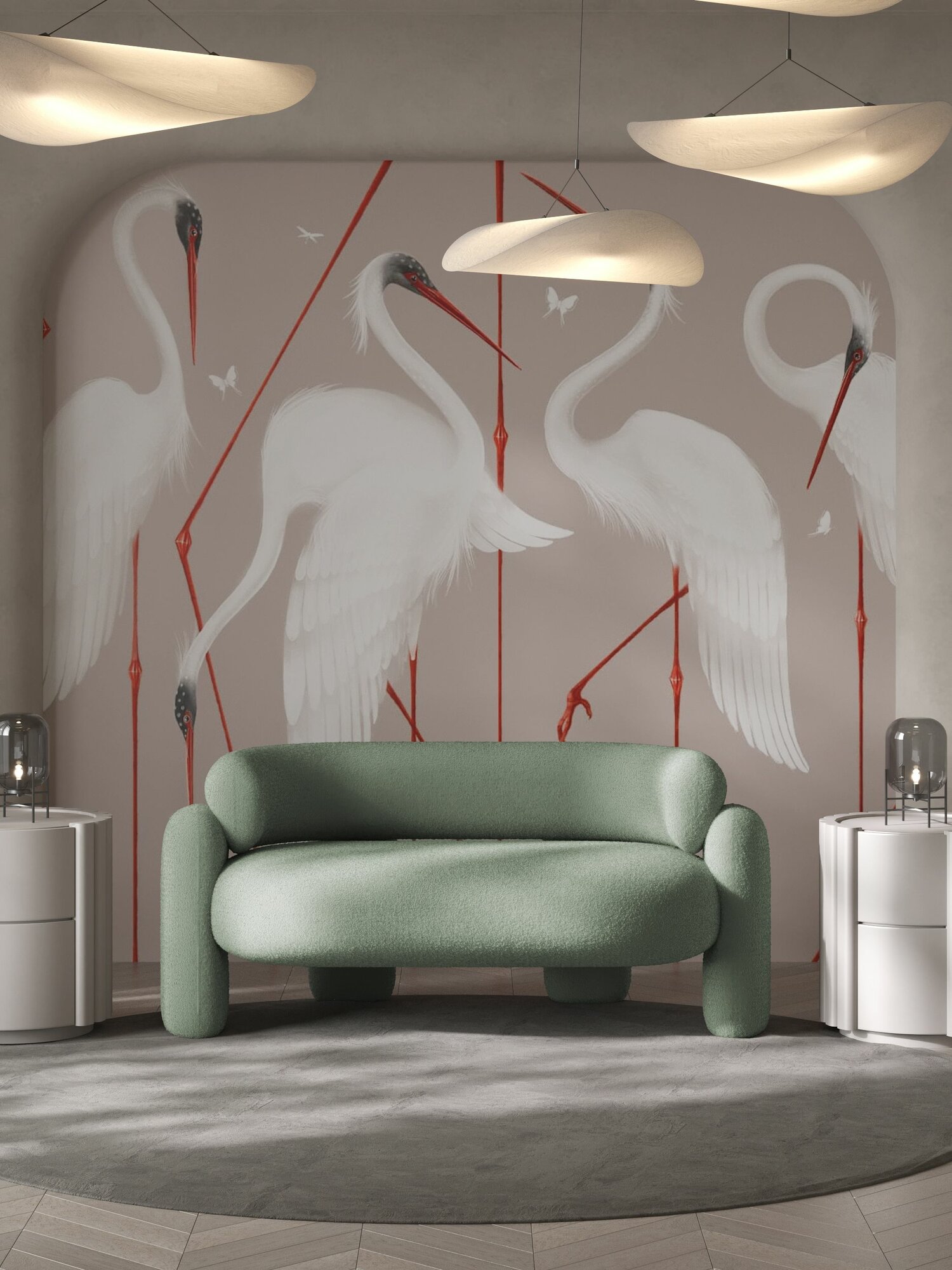 Диван дизайнерский CHICCO, букле 144 см, светло-зеленый цвет