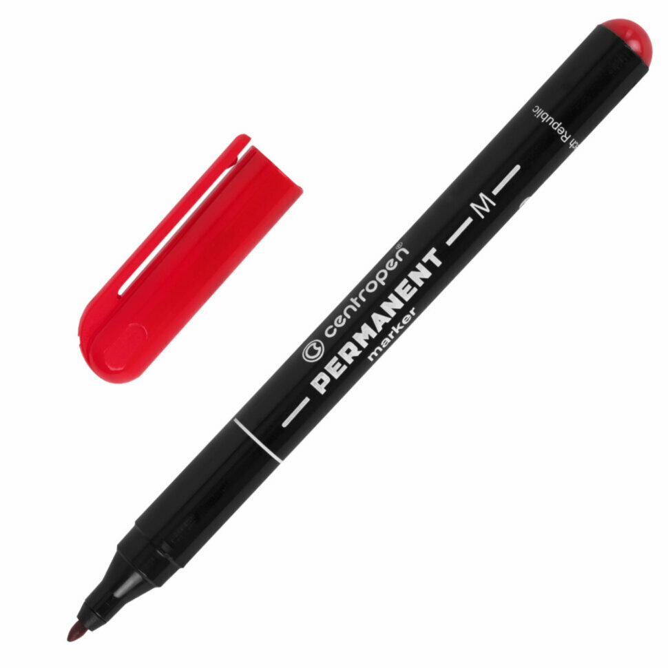 Маркер перманентный CENTROPEN 2846, красный, тонкий наконечник, 1 мм, 6 2846 9404, 150205