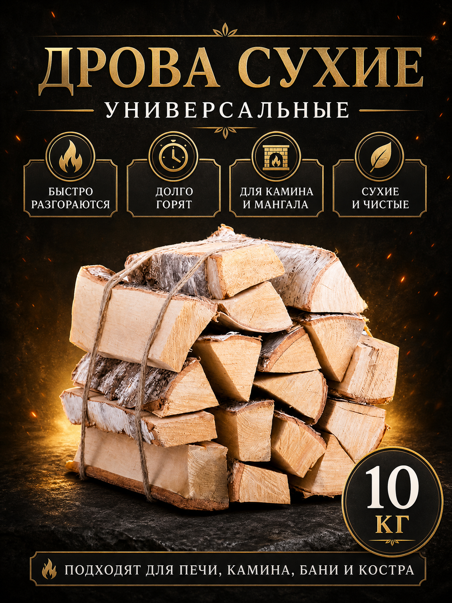 Дрова сухие дуб ясень 10 кг для шашлыков печи