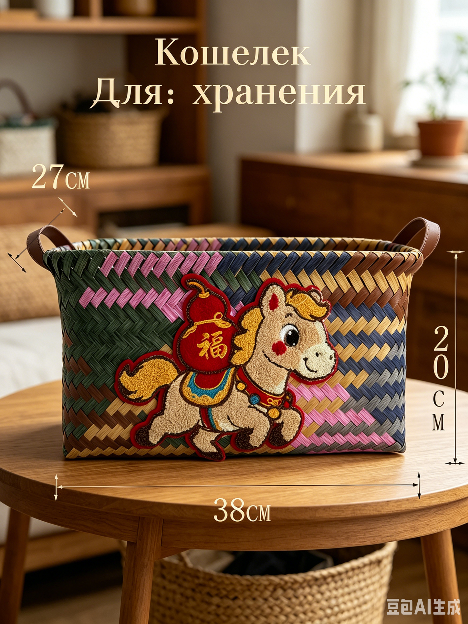 Корзина для хранения длина 38 см, ширина 27 см, высота 20 см.