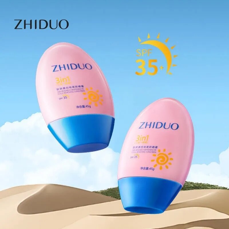 Солнцезащитный крем Zhiduo Fu Yan SPF35, розовый, 45 г, отбеливающий